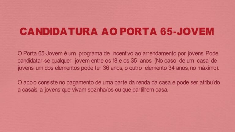 Guia para Candidatar-se ao Programa Porta 65 Jovem | Actualizado octubre 2025